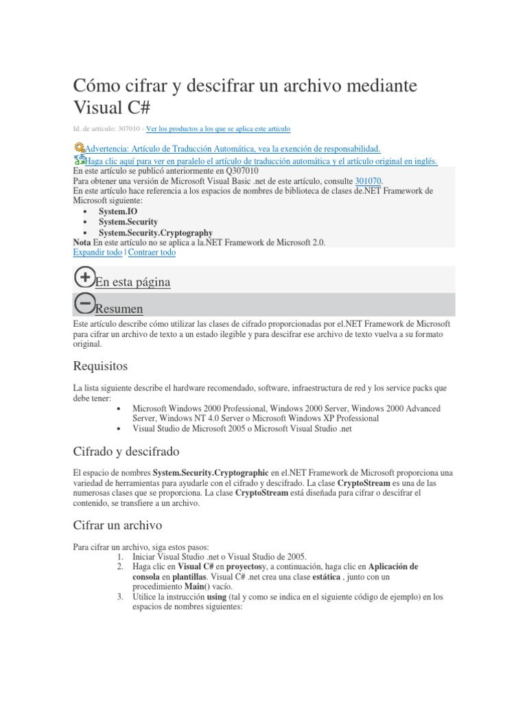 Encriptar | PDF | Clave (criptografía) | Microsoft Visual Studio