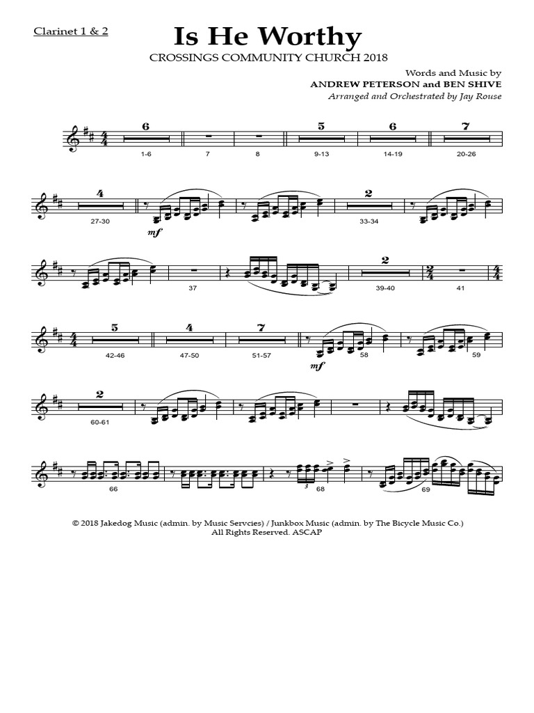 04 - Is He Worthy - 2 - Clarinet 1 _ 2 | PDF | Bois (musique) | Aérophones