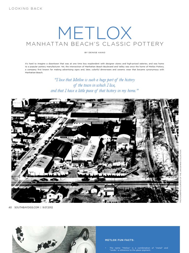 Looking Back: Metlox - Manhattan Beach's Classic Pottery | PDF ...