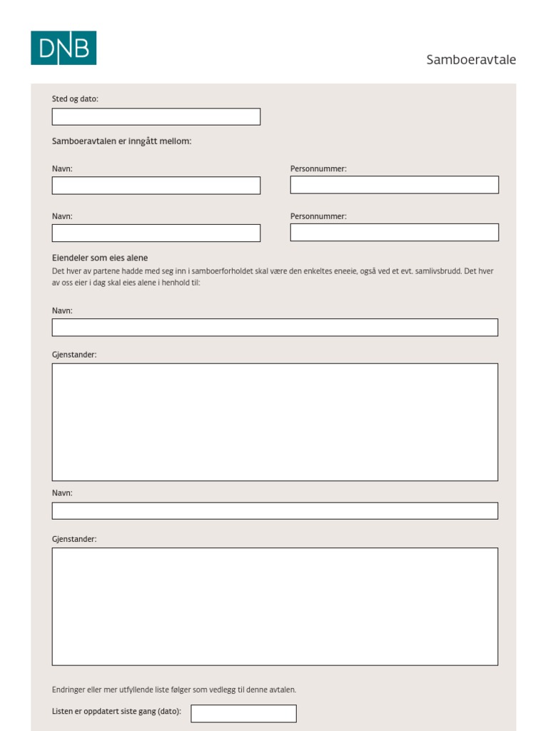 DNB Samboerkontrakt | PDF