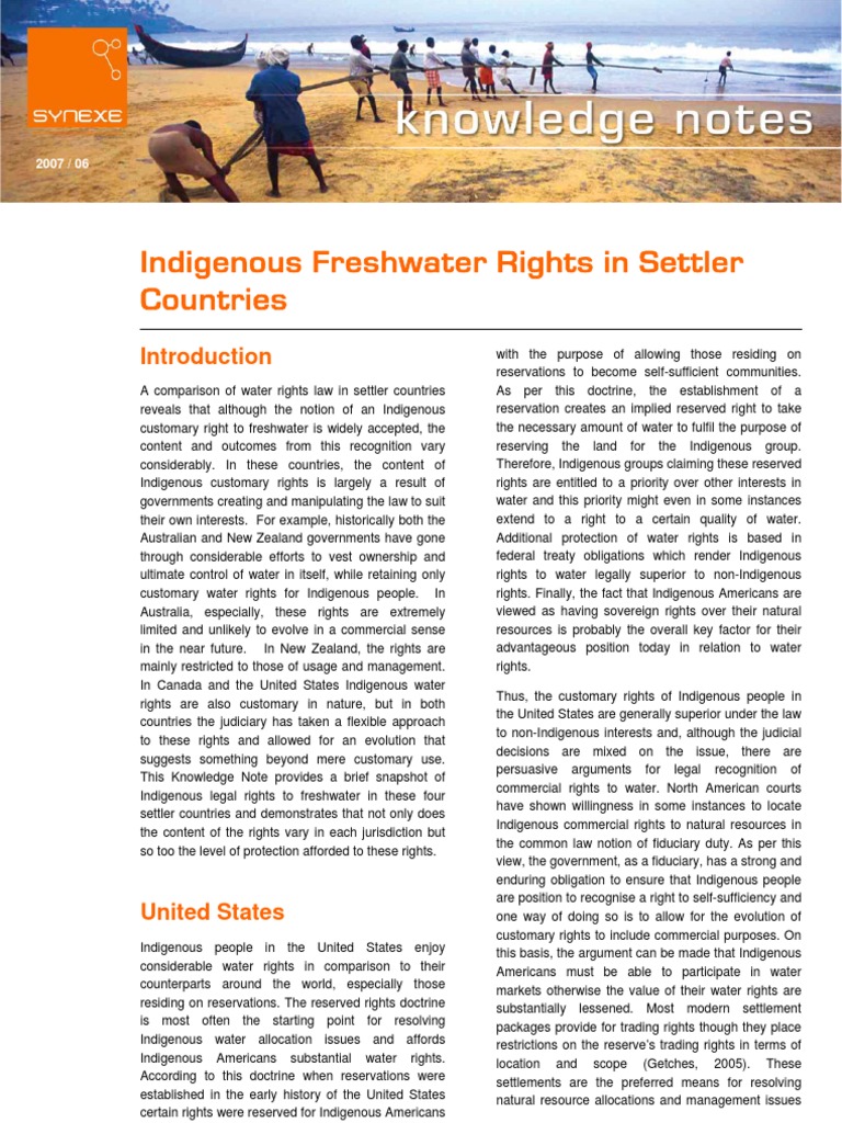 Indigenous Freshwater Rights in Settler Nations | PDF | Indigenous ...