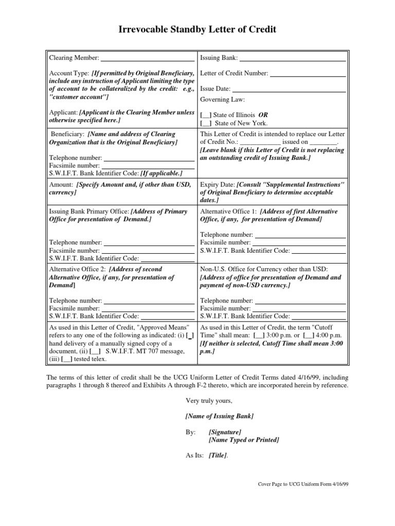Letter of Credit Sample | Letter Of Credit | Payments