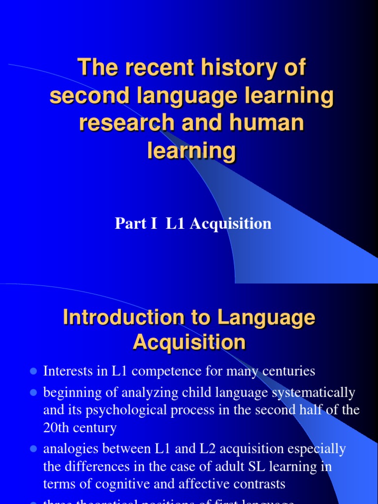 The Recent History of Second Language Learning Research | PDF | Second ...