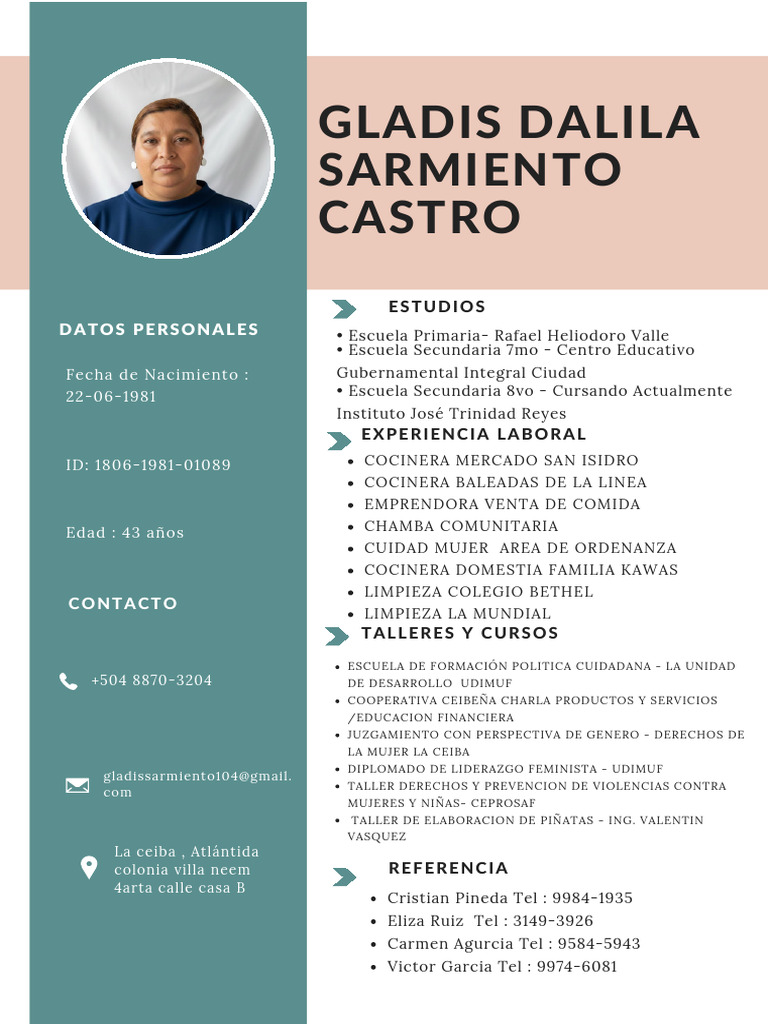 Cv Con Foto Trabajo Formal Joven Verde | PDF