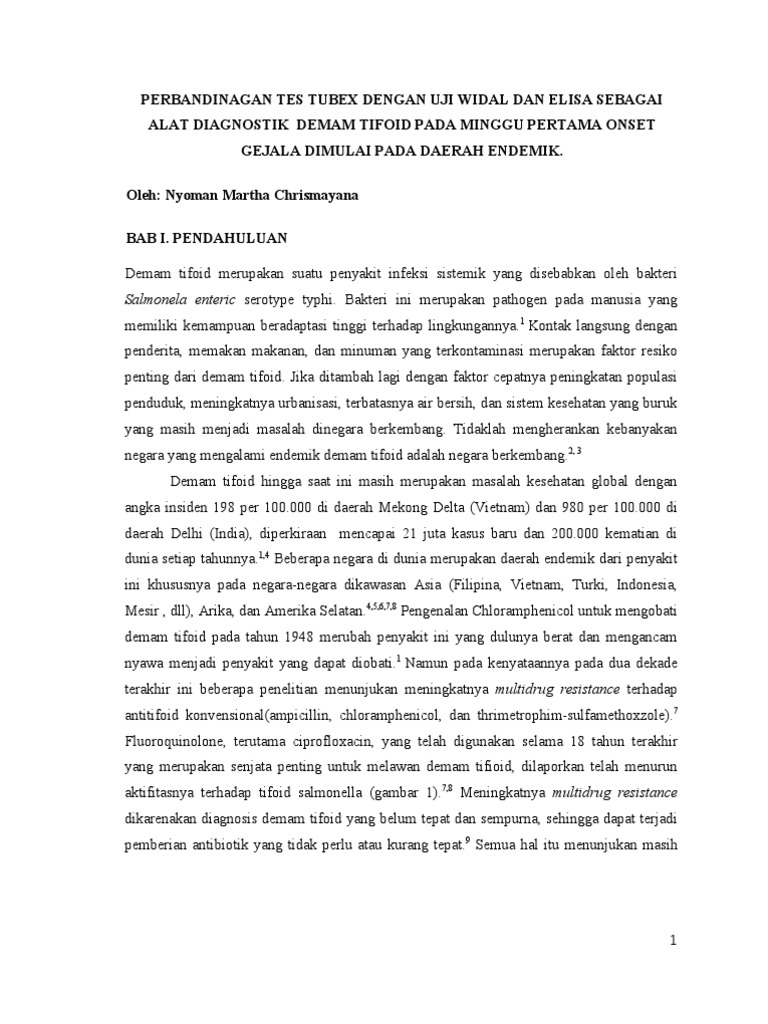 Perbandinagan Tes TUBEX Dengan Uji Widal Dan ELISA Sebagai Alat ...