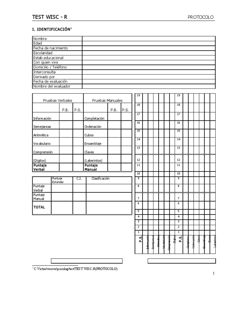 Protocolo Wisc-R | PDF | Alimentos | Naturaleza