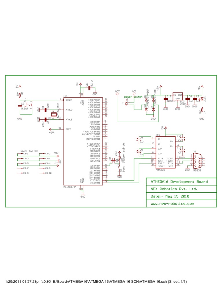 ATMEGA16 Developement Board Schematic | PDF