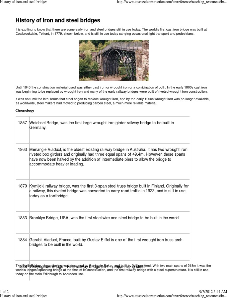 Evolution of Steel Bridge Construction | PDF | Bridge | Steel