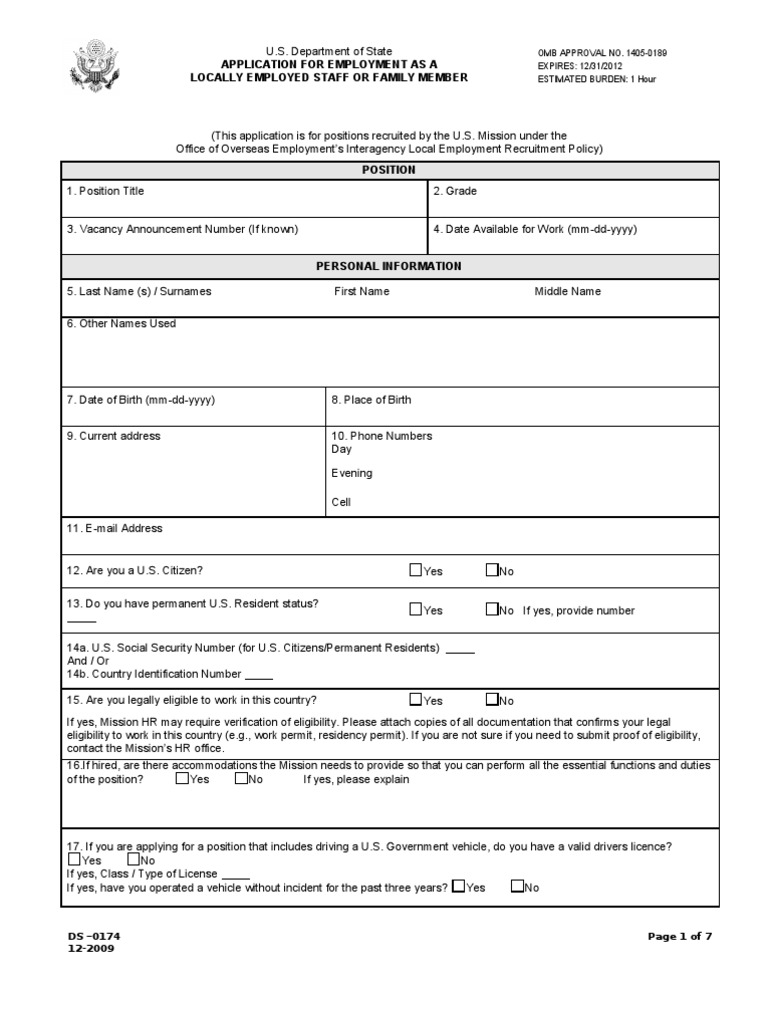 Ds 174 Application Form | Professional Certification | Identity Document