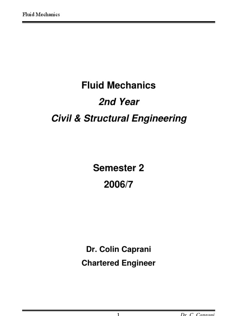 Fluid Mechanics Notes | PDF | Fluid Dynamics | Viscosity