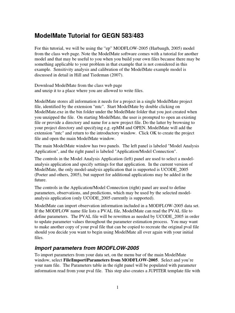 ModelMate Tutorial GEGN583-483enhanced | PDF | Parameter (Computer Programming) | Button (Computing)