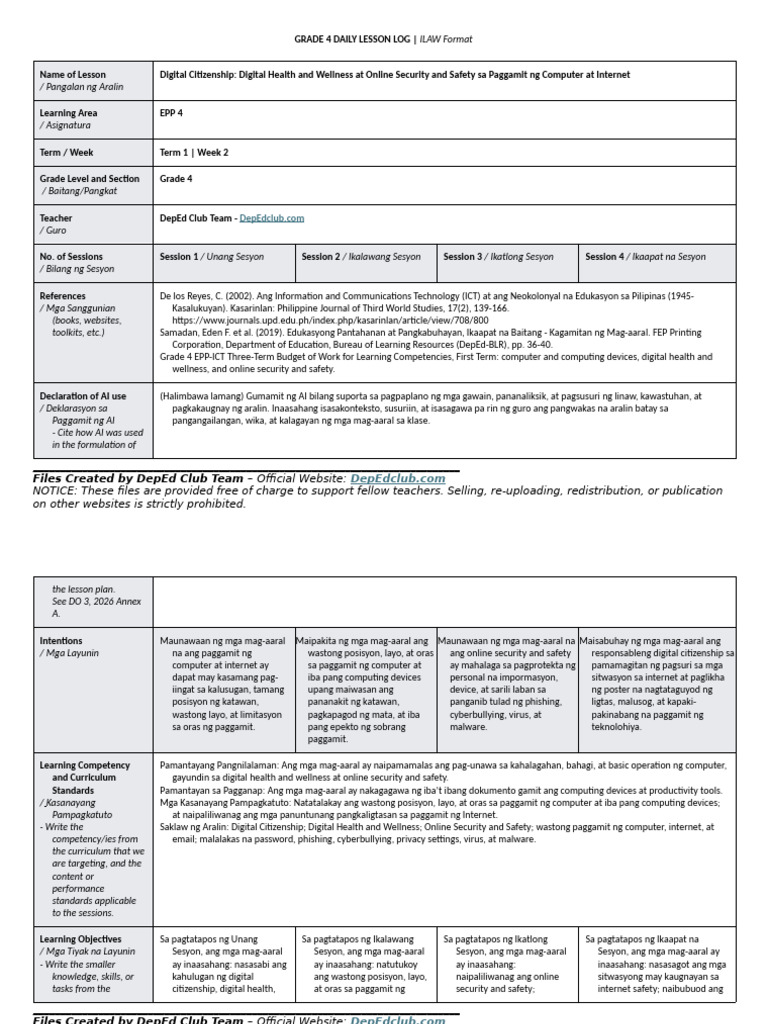 Ilaw Dll Epp 4 t1 w2 - With Rubric | PDF
