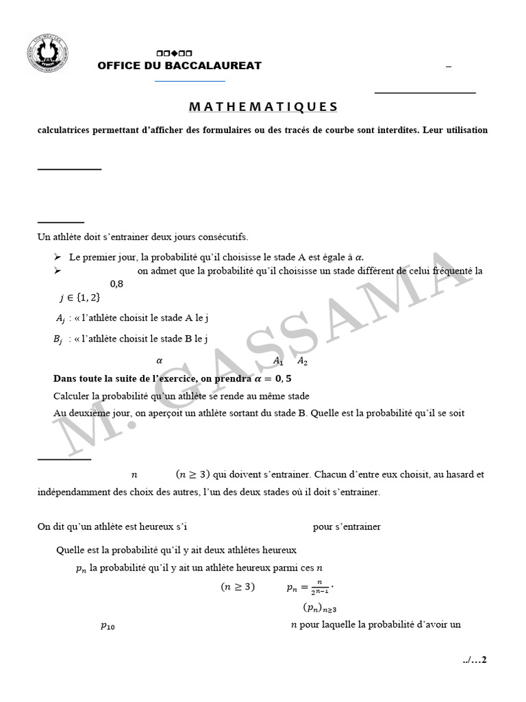 Recueil de Maths Bac s1 Senegal | PDF