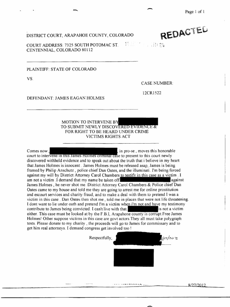 Motion To Intervene in James Holmes Case | PDF