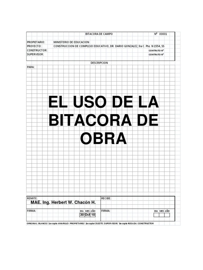 El Uso de Bitacora de Obra | Descargar gratis PDF | Blog | Libros