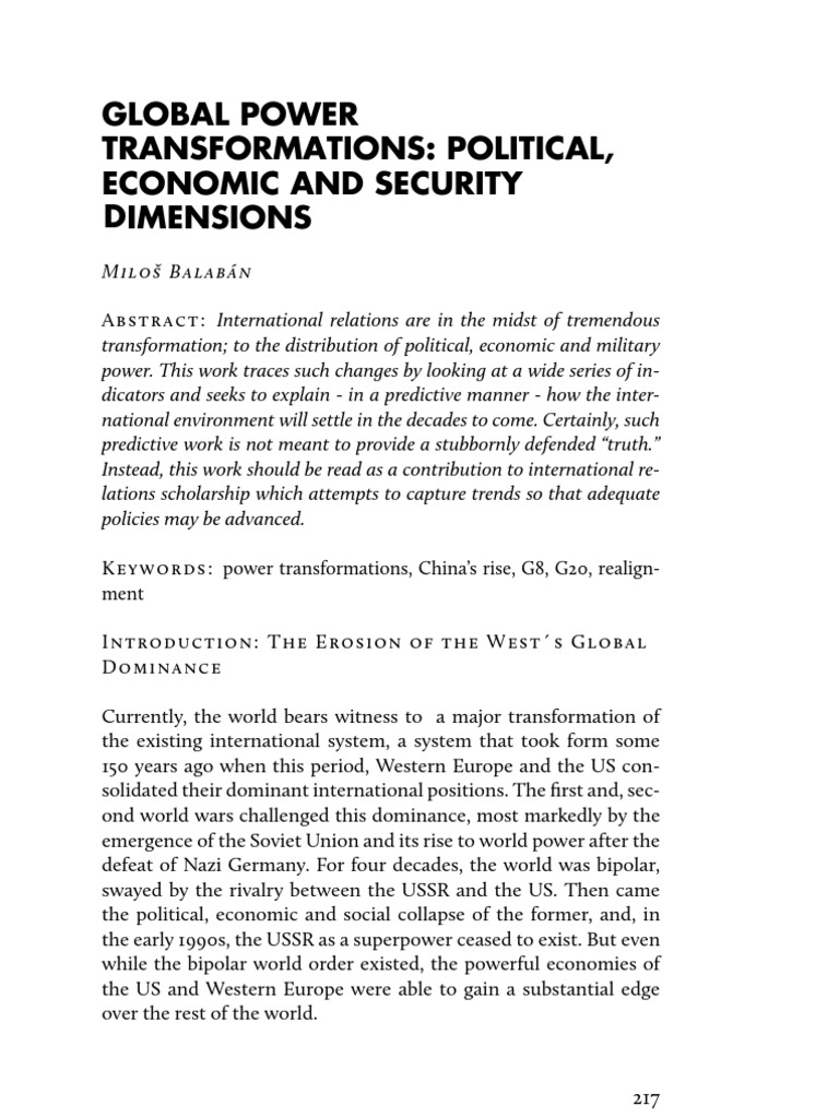 Global Power Shifts and Predictions | PDF | European Union | China