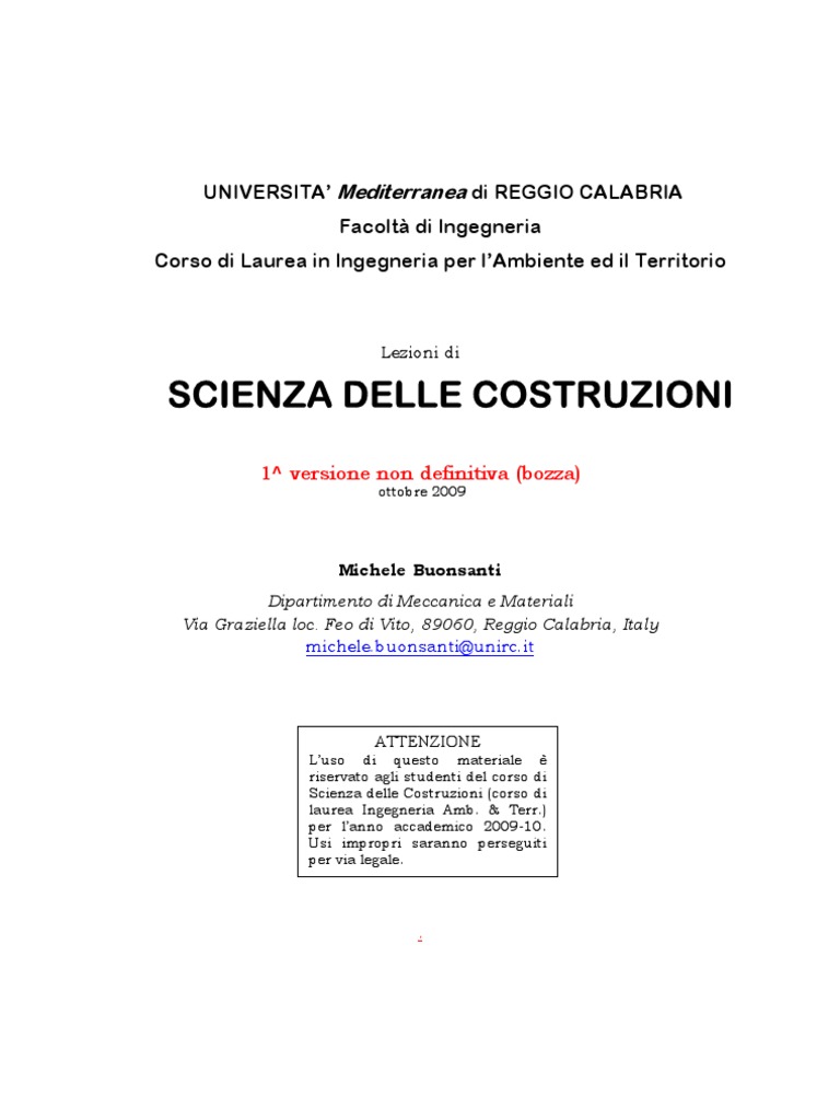 Scienza Delle Costruzioni | PDF