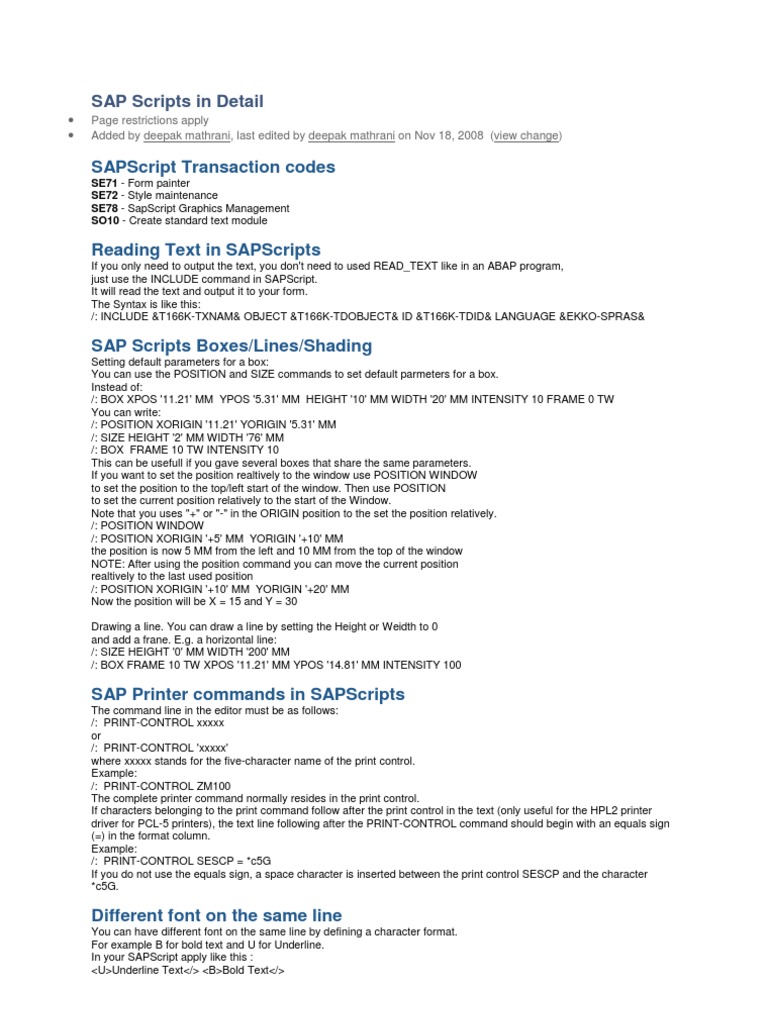 Sap Script Pdf Subroutine Parameter Computer Programming