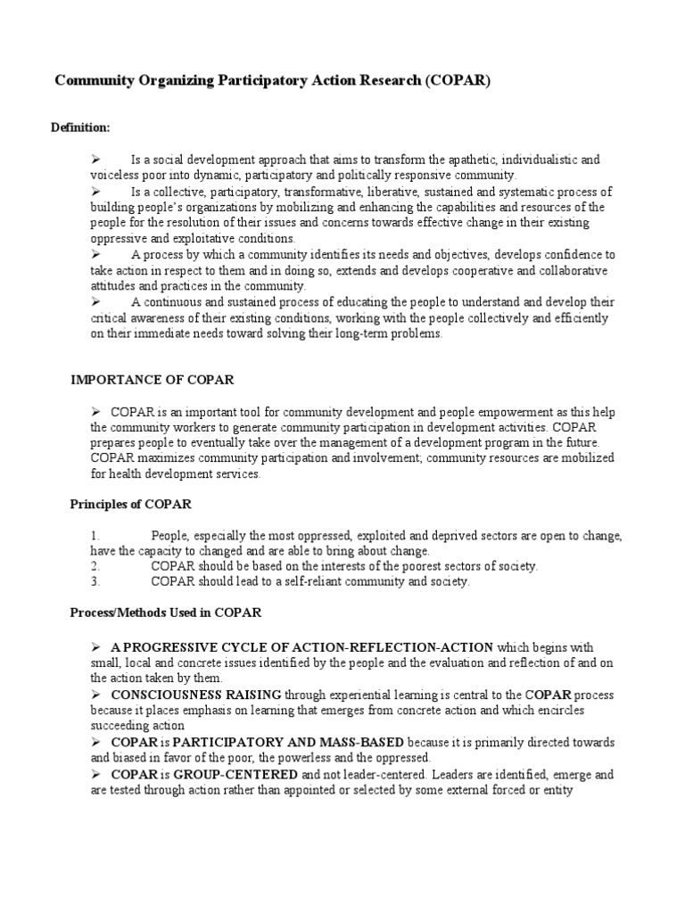 COPAR | PDF | Community | Leadership