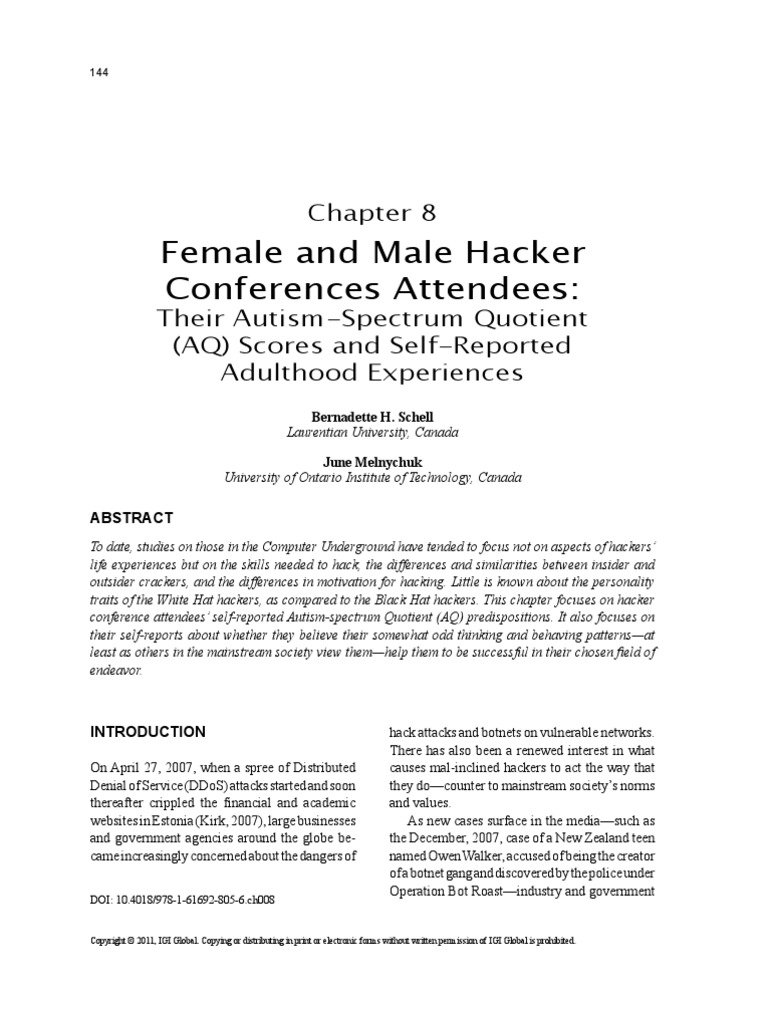 Female and Male Hacker Conferences Attendees: Their Autism-Spectrum ...
