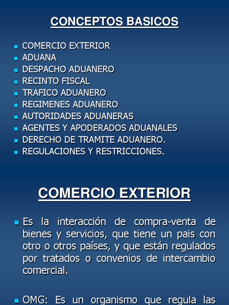 Conceptos Basicos Comercio Exterior | aduana | El comercio internacional