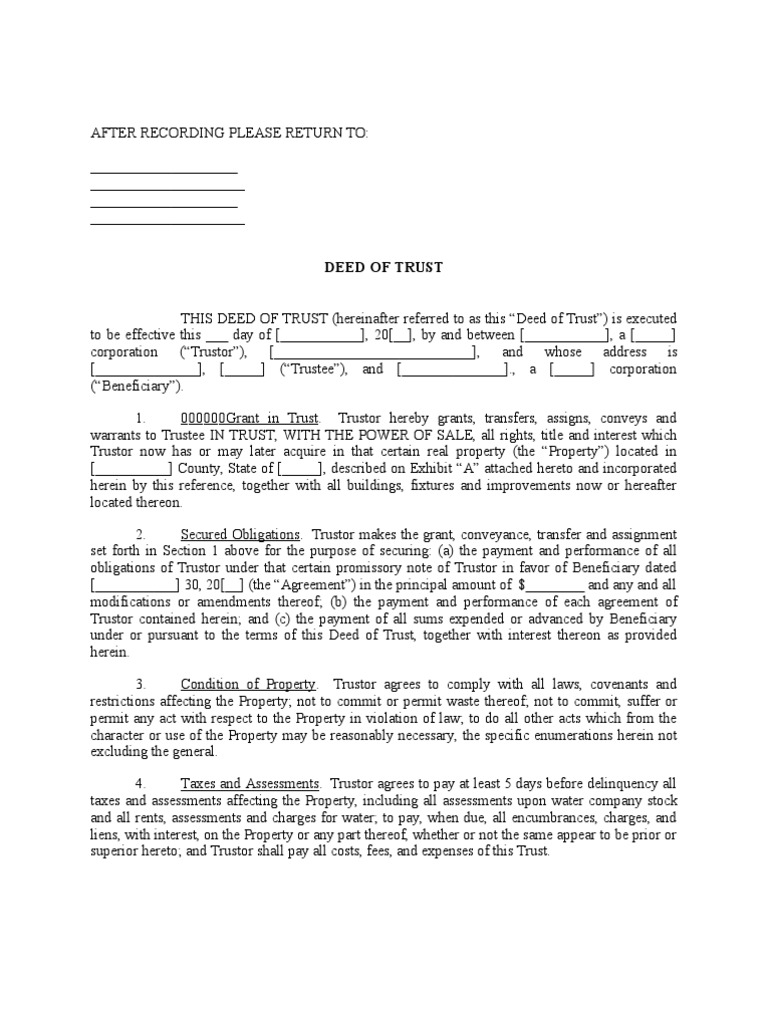 Deed of Trust (Short Form) | Download Free PDF | Deed Of Trust (Real ...