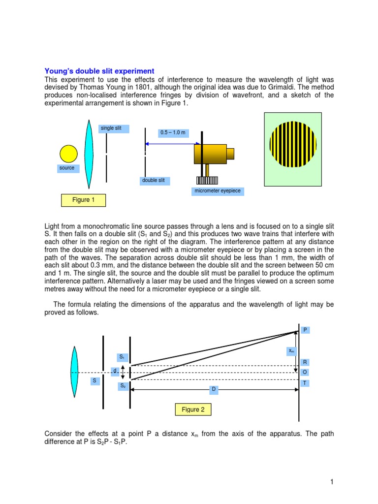 Young's Double Slit | PDF | Wavelength | Diffraction
