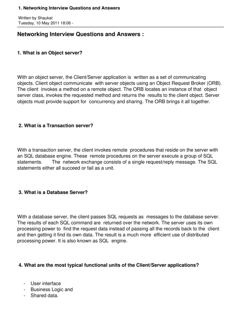 127 1 Networking Interview Questions and Answers | PDF | Web Server ...