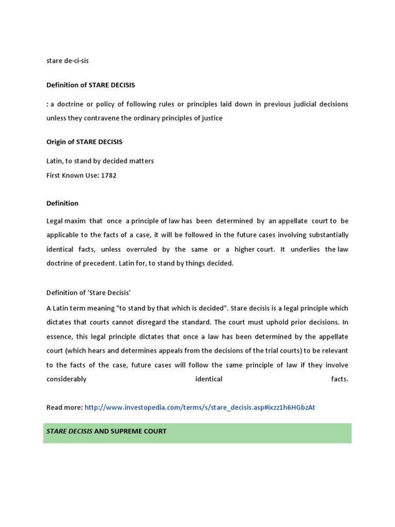 Stare Decisis | PDF | Obiter Dictum | Precedent
