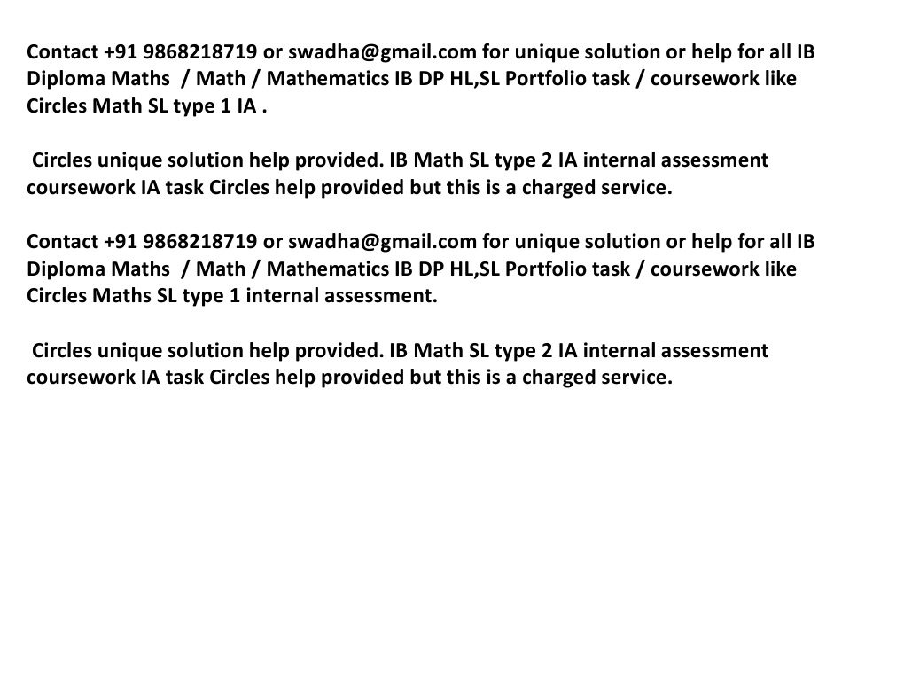 IB DP Math Portfolio Circles IB Math SL Portfolio +91 9868218719 Maths ...