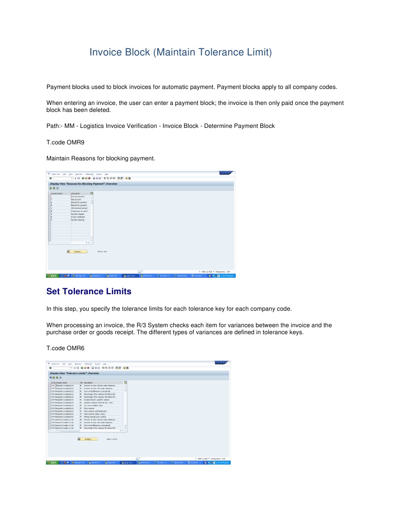 Invoice Block and Tolerance Limits in SAP | PDF | Invoice | Engineering ...