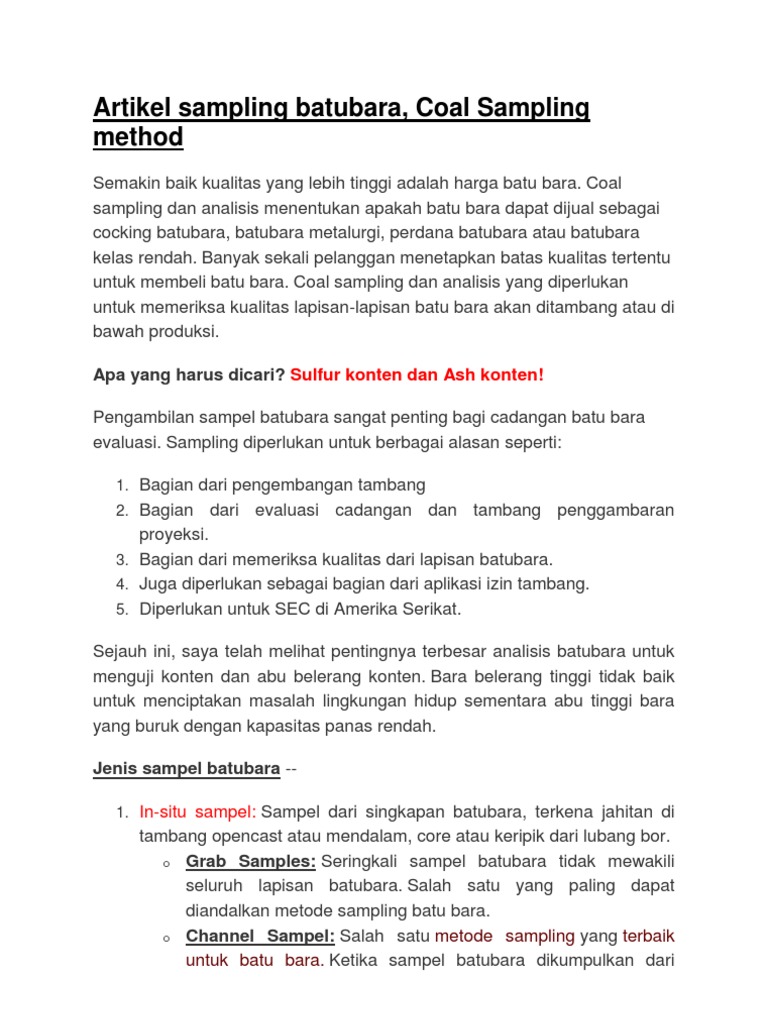Artikel Sampling Batubara | PDF | Teknologi & Rekayasa