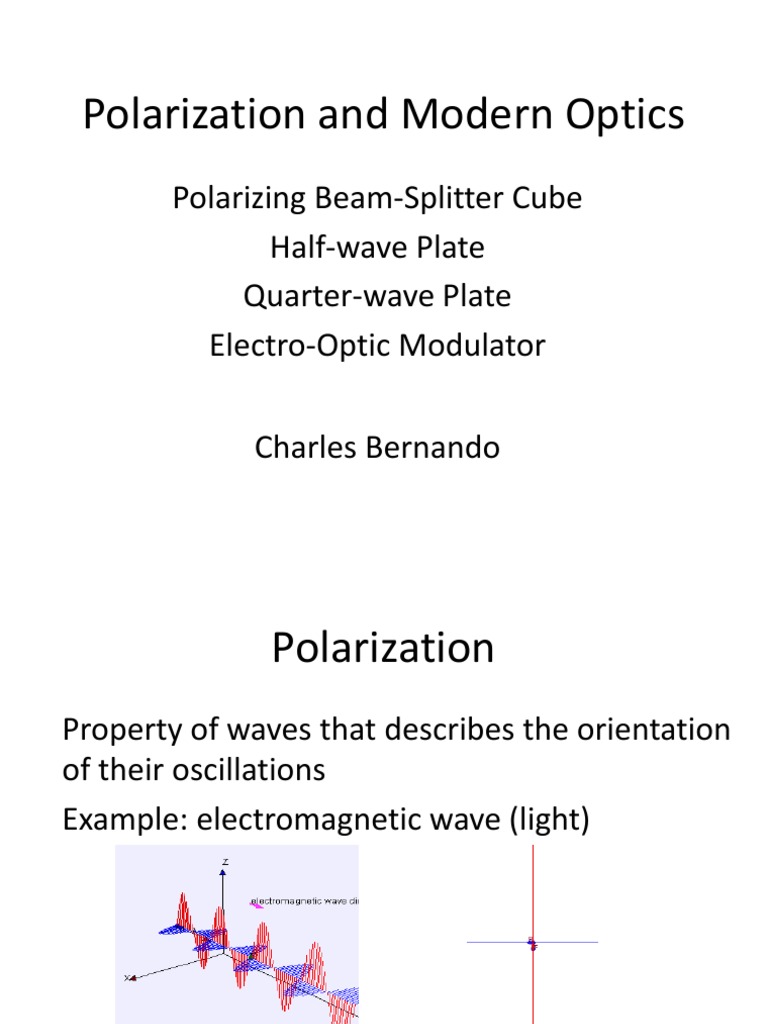 Polarization and Modern Optics | PDF | Polarization (Waves) | Physical ...