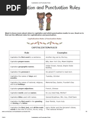 Capitalization Grammar Exercises Pdf