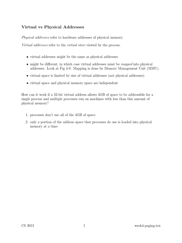 Virtual Vs Physical Addresses | PDF | Cpu Cache | Computer Data Storage