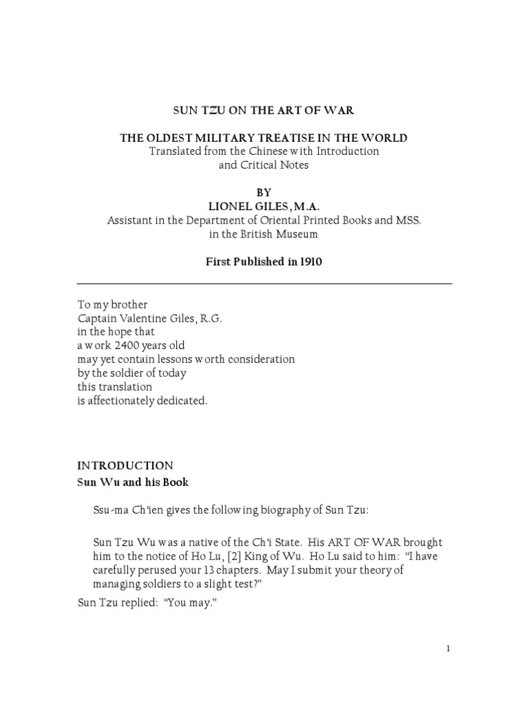 Sun Tzu On The Art of War | PDF | Sun Tzu | The Art Of War