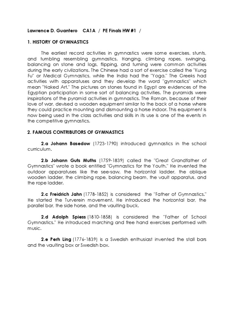 PE Homework Gymnastics | PDF | Gymnastics | Recreation