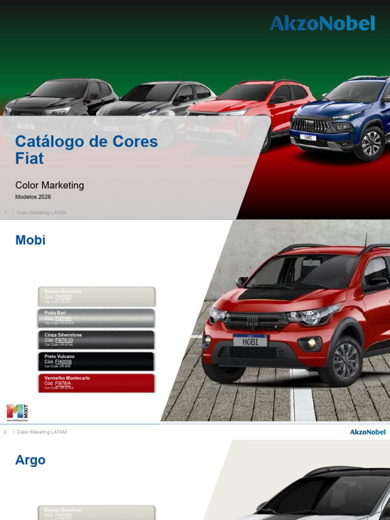 Fiat Catalogo de Modelos e Cores 2026 | PDF | Informática
