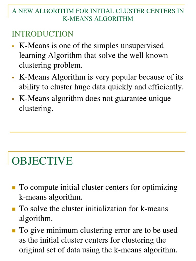 A New Algorithm For Initial Cluster Centers in K-Means Algorithm | PDF