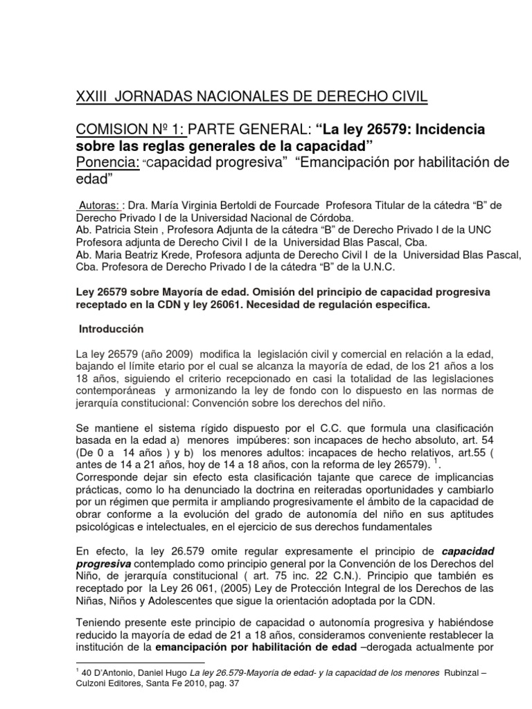 Capacidad Progresiva en Ley 26579 | PDF | Derecho laboral | Derechos