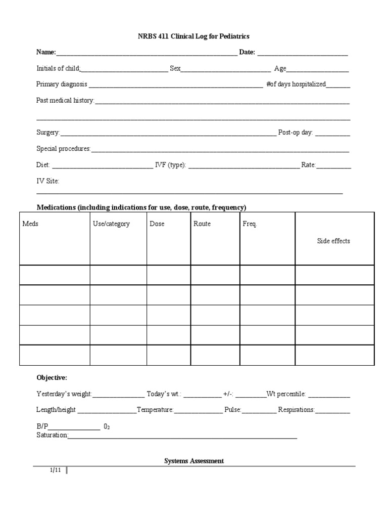 Clinical Log For Pediatrics | PDF