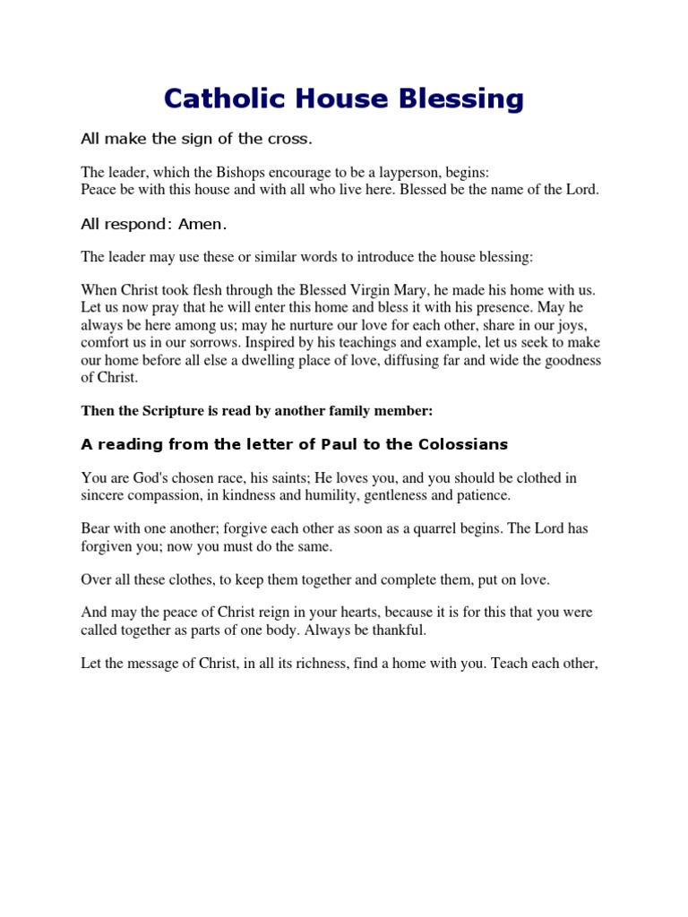 Catholic House Blessing | PDF