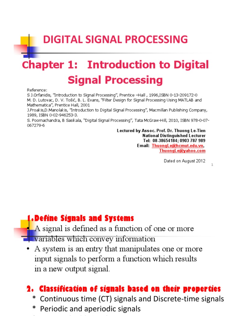 Ch1 IntroductionDSP | PDF | Signal (Electrical Engineering) | Sampling (Signal Processing)