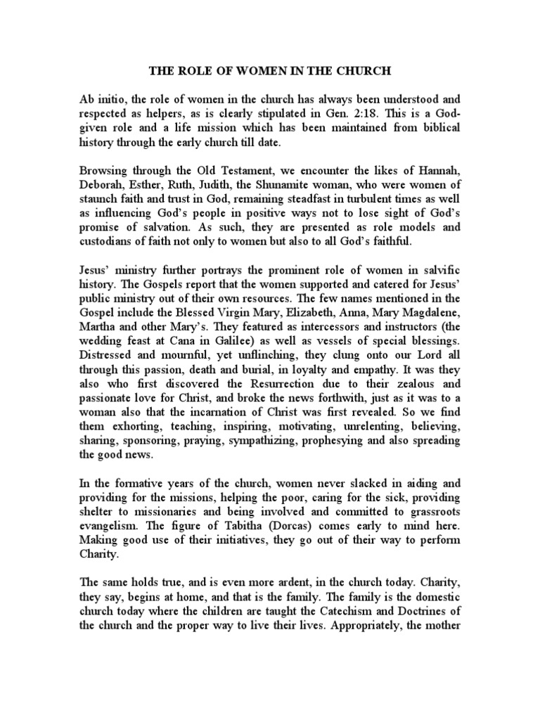 The Role of Women in The Church | PDF | Catholic Church | The Gospel