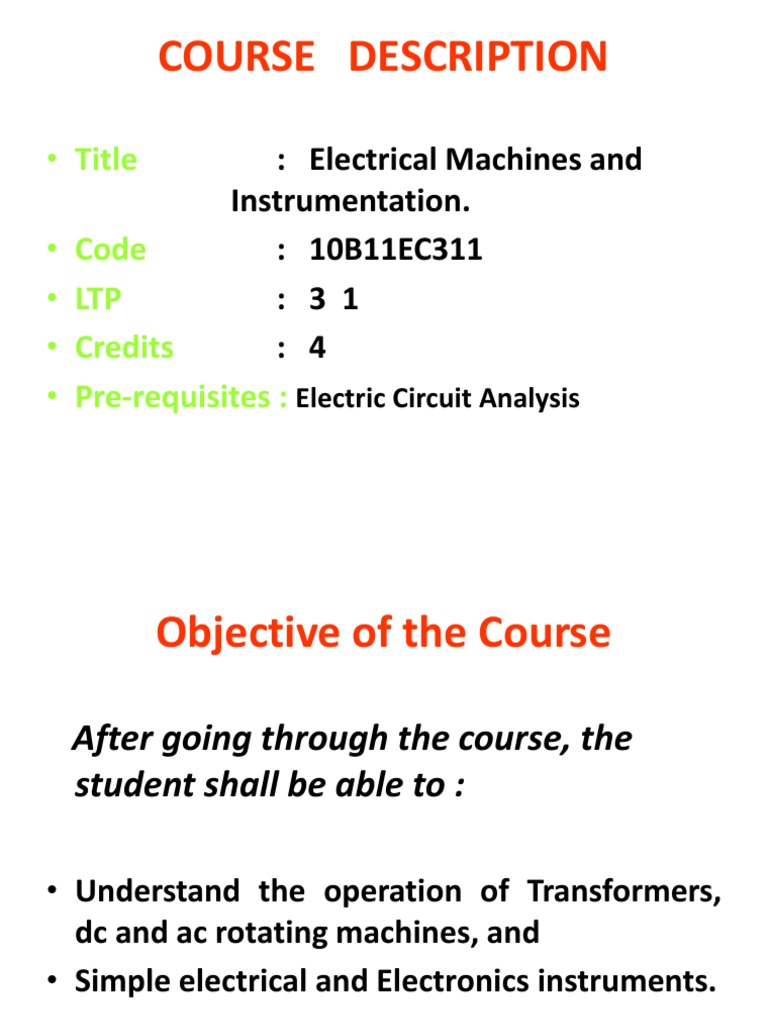 Electrical Machines Course Overview | PDF | Technology & Engineering