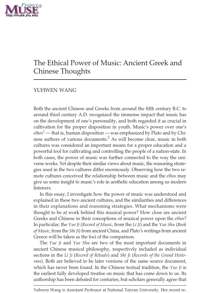 The Ethical Power of Music - Ancient Greek and Chinese Thoughts | PDF ...