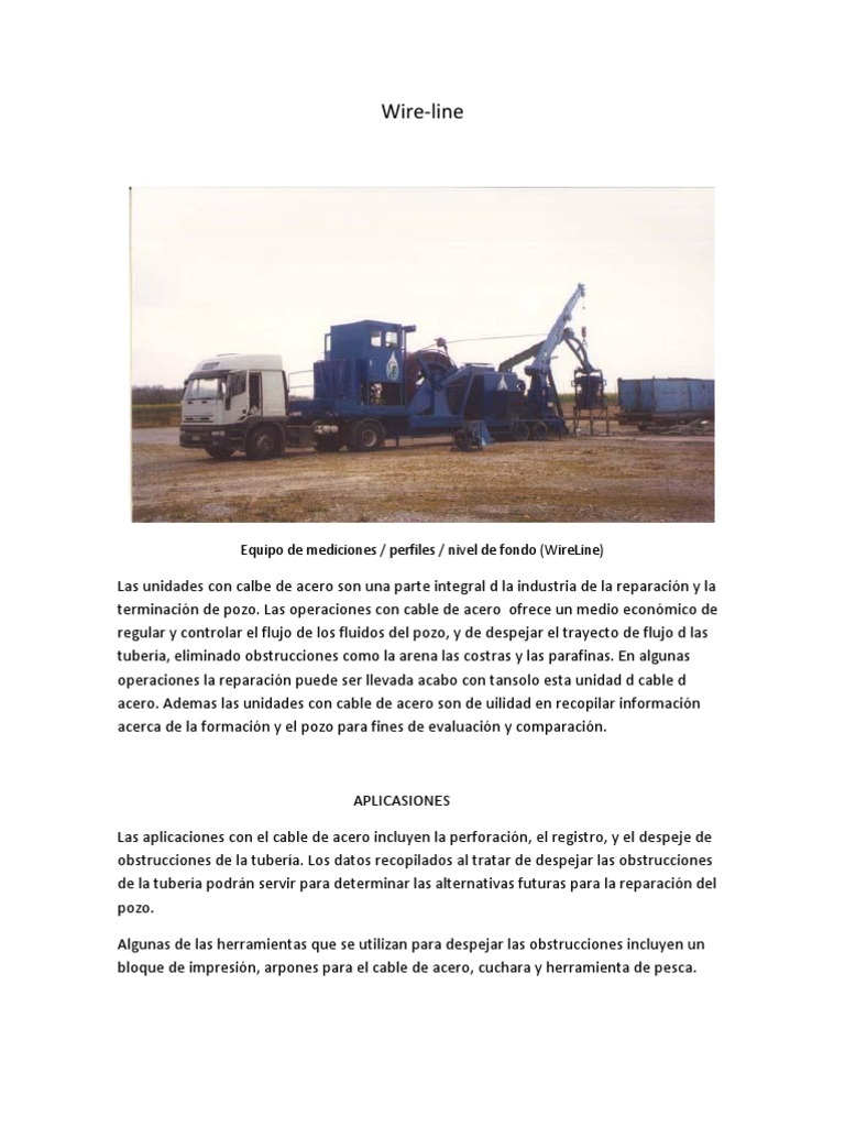 Aplicaciones y Ventajas del WireLine | PDF | Acero | Herramientas