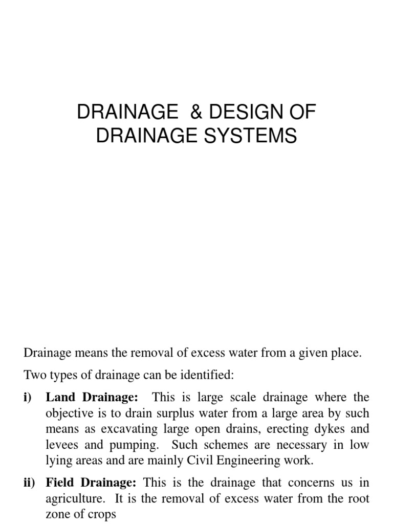 Drainage and Design of Drainage System-1 | PDF | Drainage | Irrigation