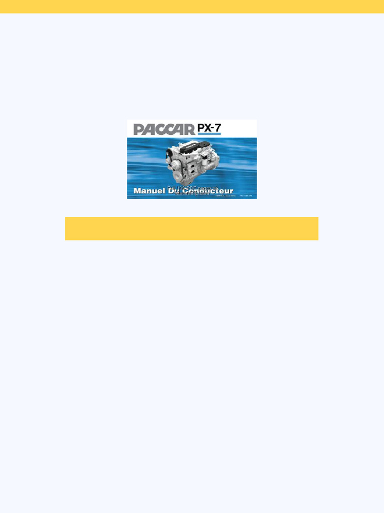 Paccar Paccar Px 7 Engine French Operator Manual | PDF | Véhicules ...