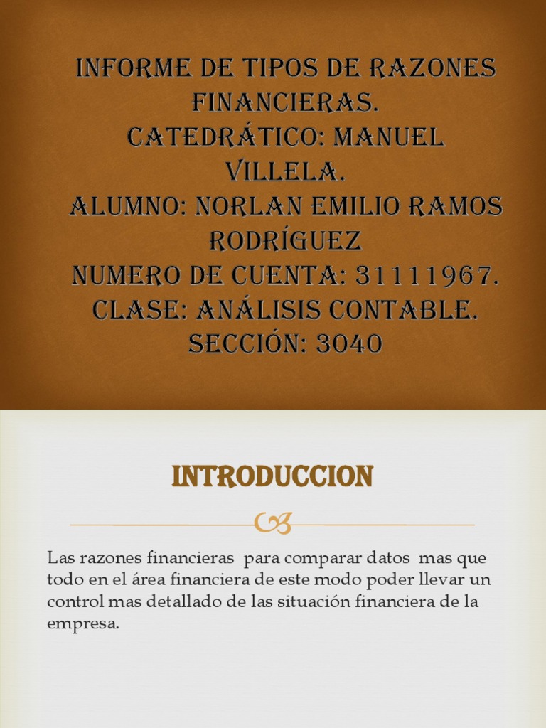 Tipos de Razones Financieras | PDF | Ratio financiero | Economias